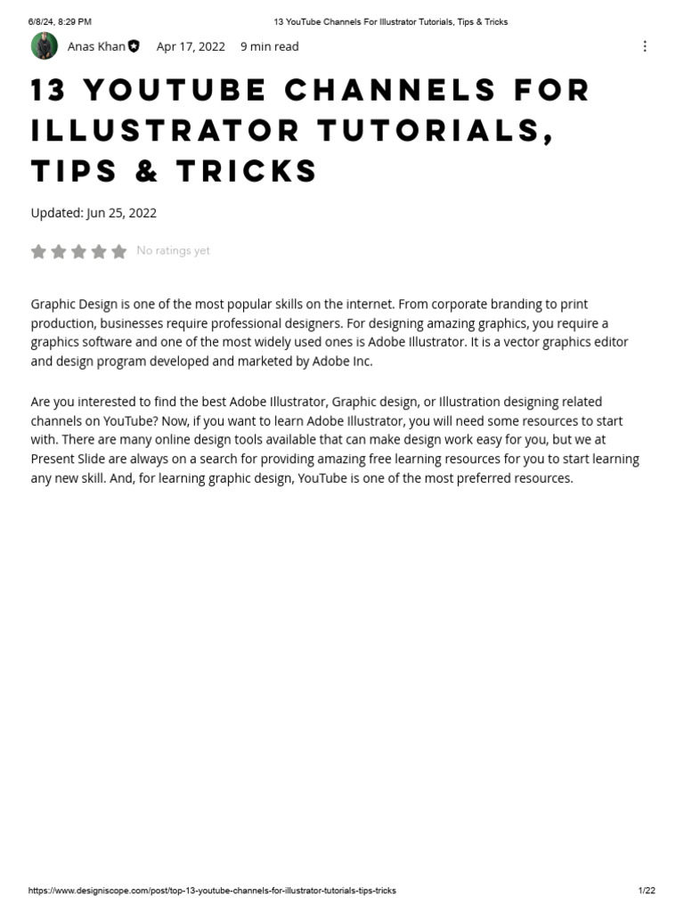 13 YouTube Channels For Illustrator Tutorials, Tips & Tricks | PDF | Graphic Design | Adobe ...