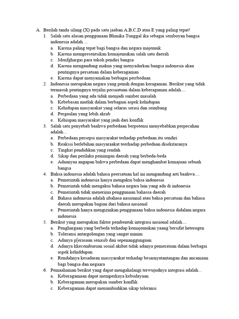 SOAL PTS PKN X 2024 Fix | PDF