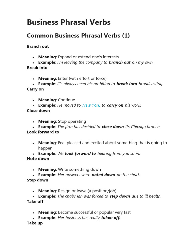 Business Phrasal Verbs 11 Eded | PDF | Bailout | Economies
