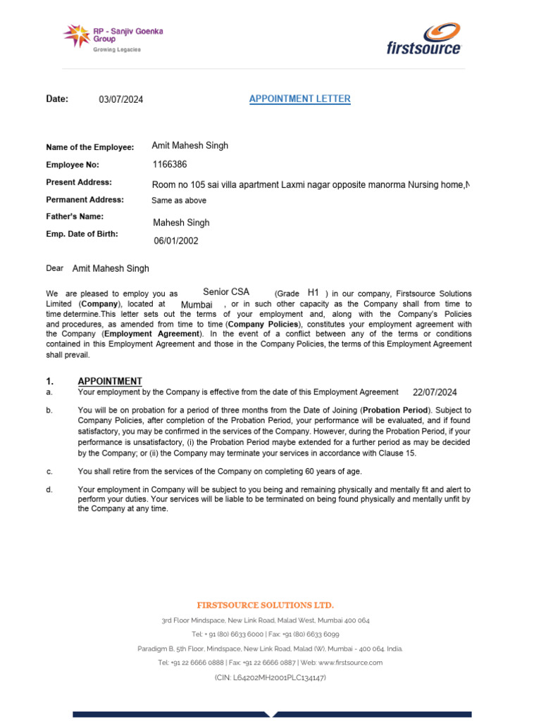 Appointment Letters - Associates | PDF | Intellectual Property ...