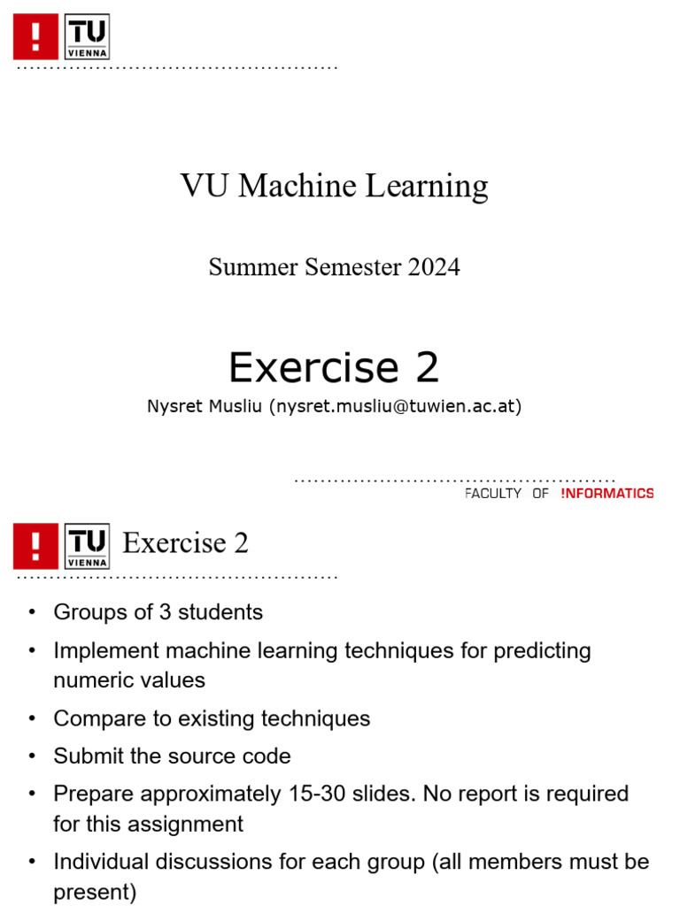MachineLearning 2024S Exercise2 | PDF | Regression Analysis | Machine Learning