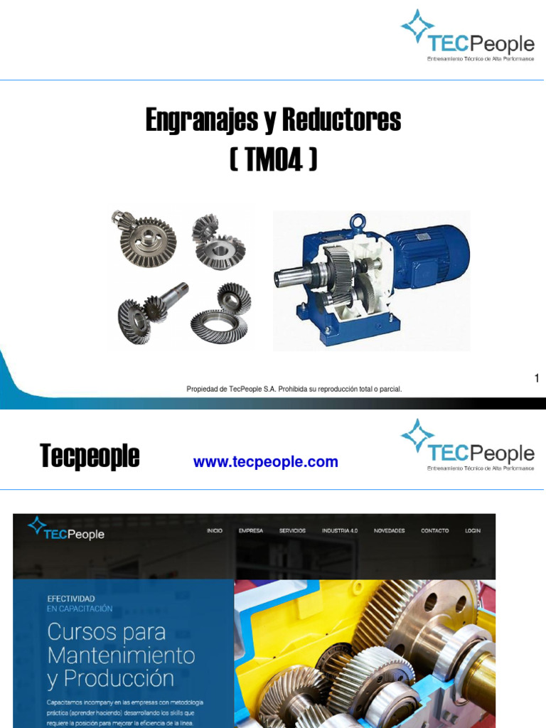 Manual Engranajes y Reductores Elearning Clase 5 Rev.1 | PDF | Engranaje | Lubricante