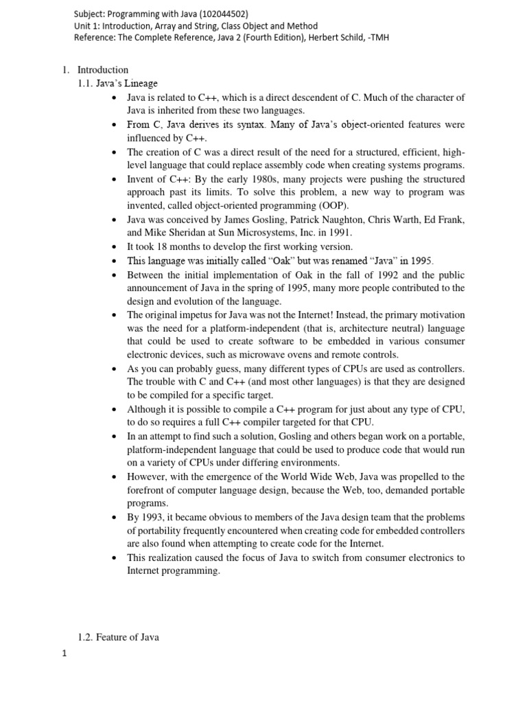 JAVA - Unit 1 | PDF | Java Virtual Machine | Java (Programming Language) JAVA - Unit 1 | PDF | Java Virtual Machine | Java (Programming Language)