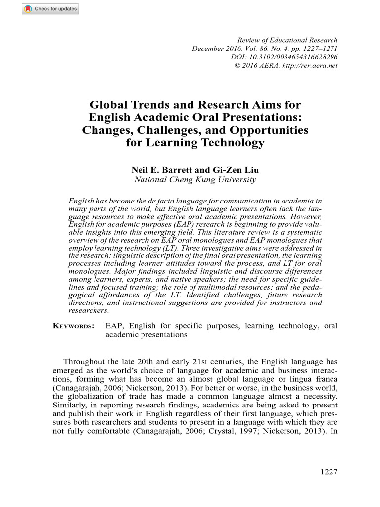 EAP Oral Presentations & Learning Tech | PDF | Learning | English As A Second Or Foreign Language