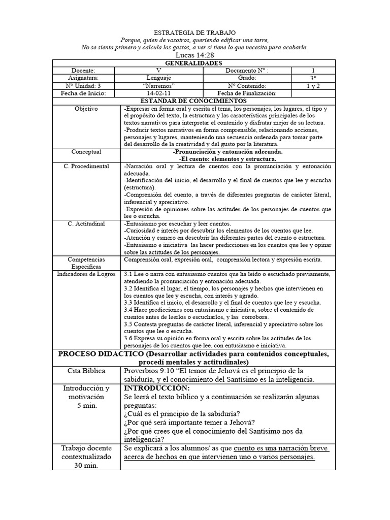 Estrategias de Lenguaje Unidad 3 de Tercer Grado | PDF | Fábula | Verbo