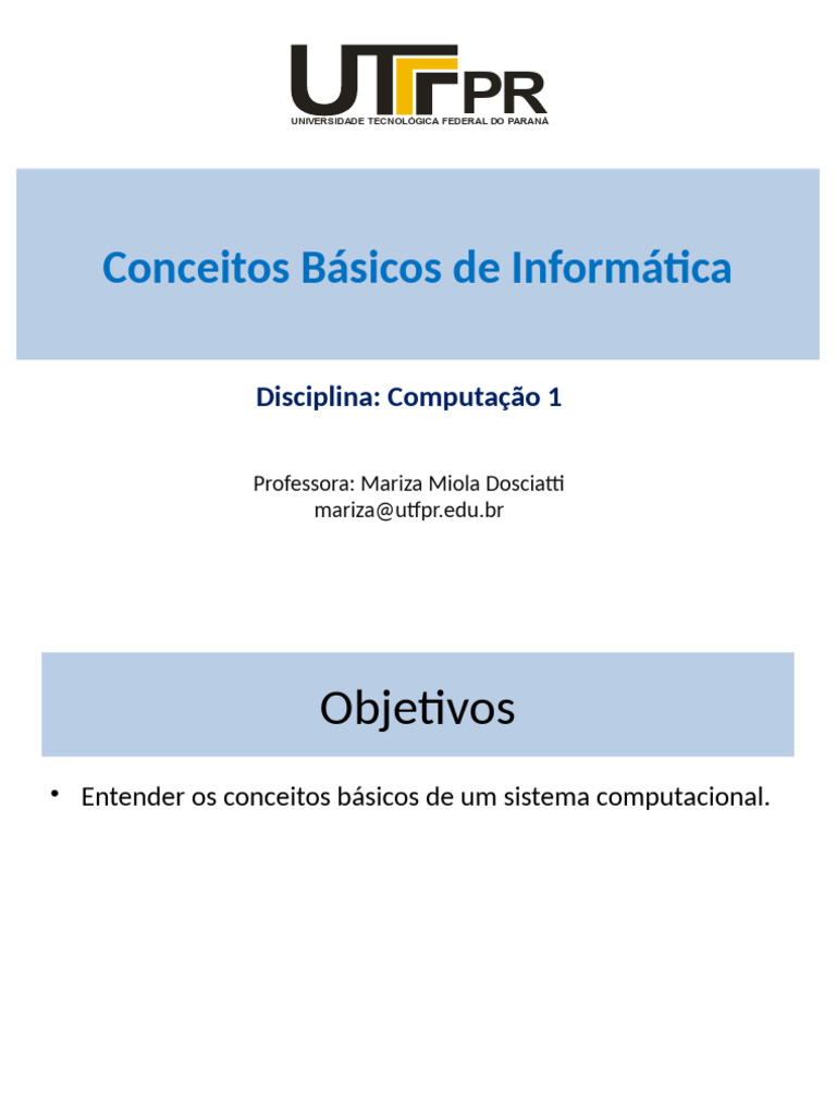 2020 1 Aula 03 Conceitos Básicos de Informática | PDF | Armazenamento ...