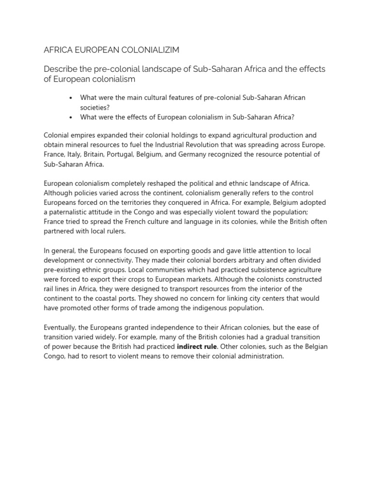 Impact of European Colonialism in Africa | PDF