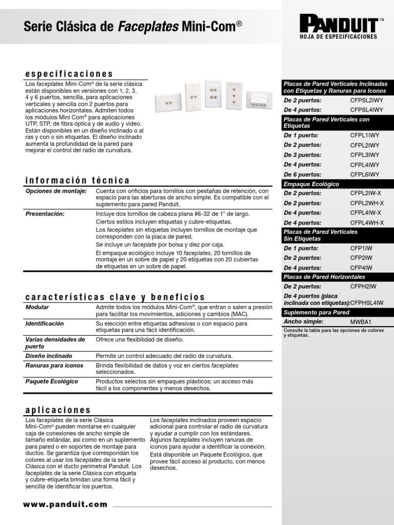 Panduit Faceplate 110778923 | PDF | Tecnología