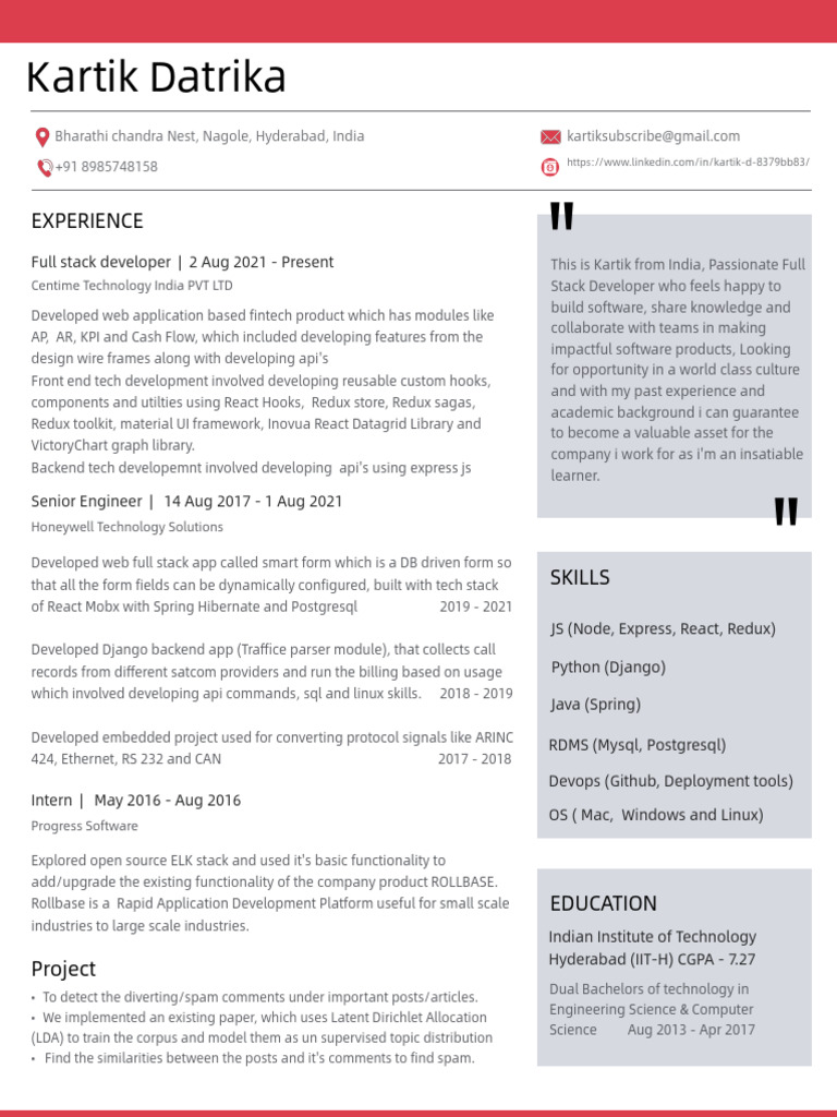 Kartik Datrika | PDF | Computer Science | Software Engineering