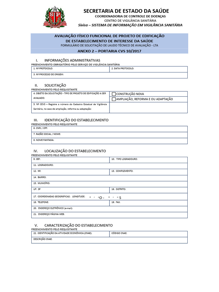 Formulário de Solicitação CVS 10/2017 | PDF