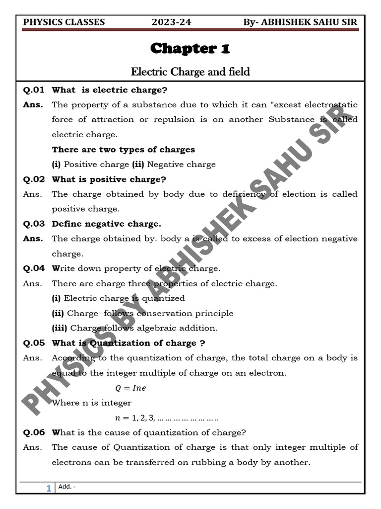 Phy CH 1 | PDF | Electric Charge | Flux