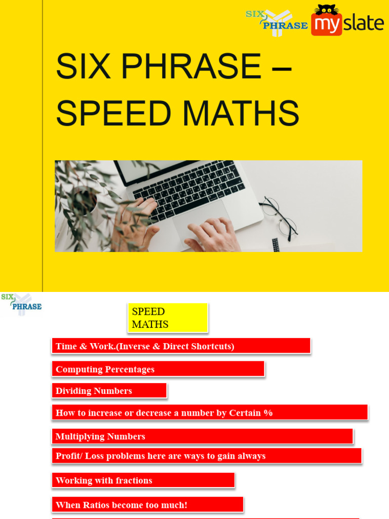 Six Phrase - Speed Maths | PDF | Percentage | Elementary Mathematics