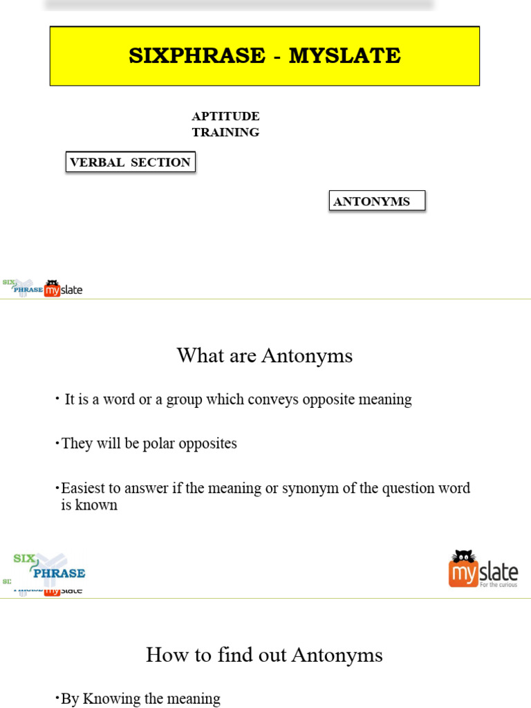 Antonyms: Understanding and Examples | PDF | Word | Language Families