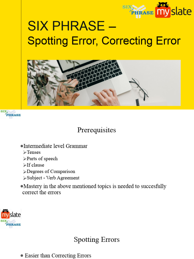 Error Spotting, Correcting Error | PDF | Phrase | Subject (Grammar)