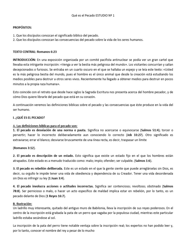 1 Qué Es El Pecado Estudio 1 Pdf Pecado Creencia Religiosa Y Doctrina