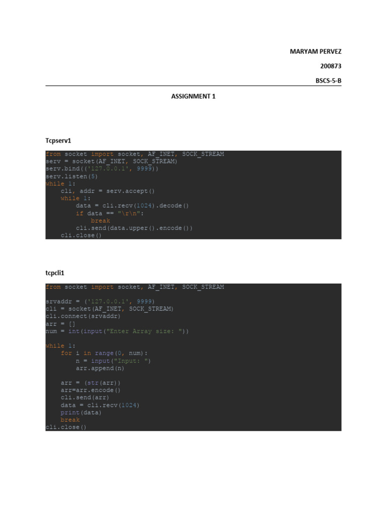 Assignment 1 200873 | PDF | Computers
