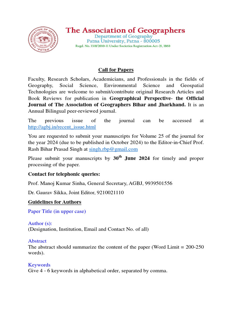 AGBJ_Call_for_Papers | PDF | Academic Journal | Science