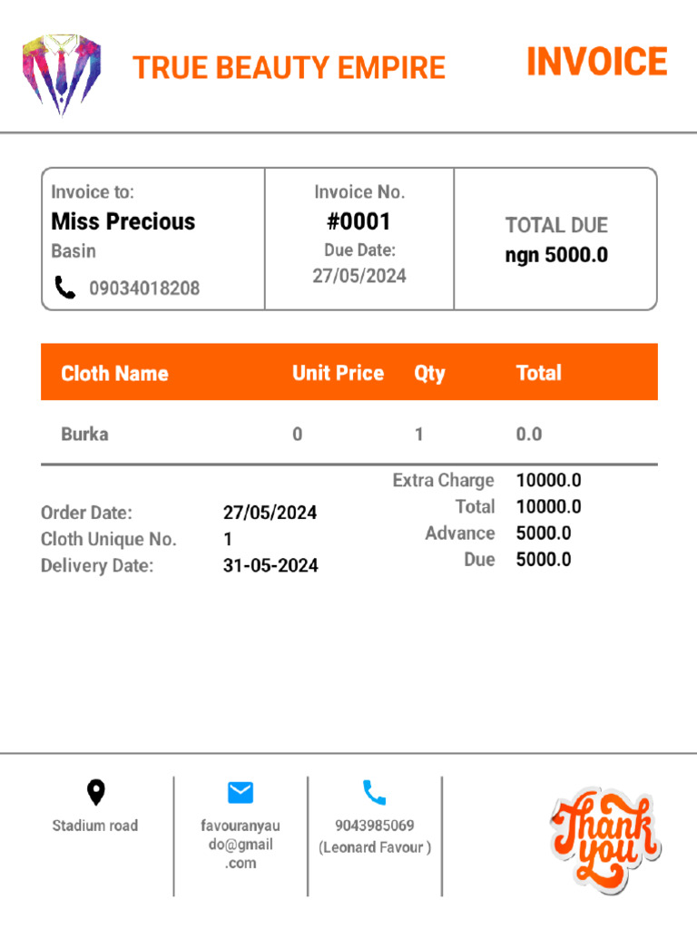 Miss Precious - Invoice | PDF