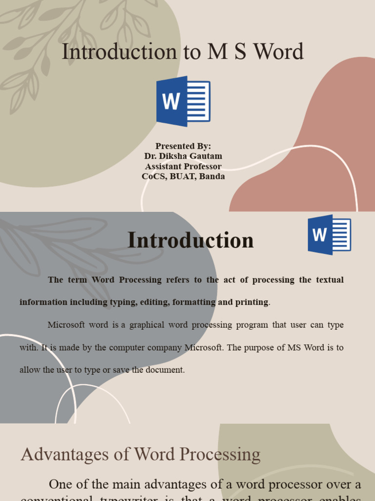 Introduction To Ms Word And Formatting In Ms Word Pdf Typefaces Microsoft Word