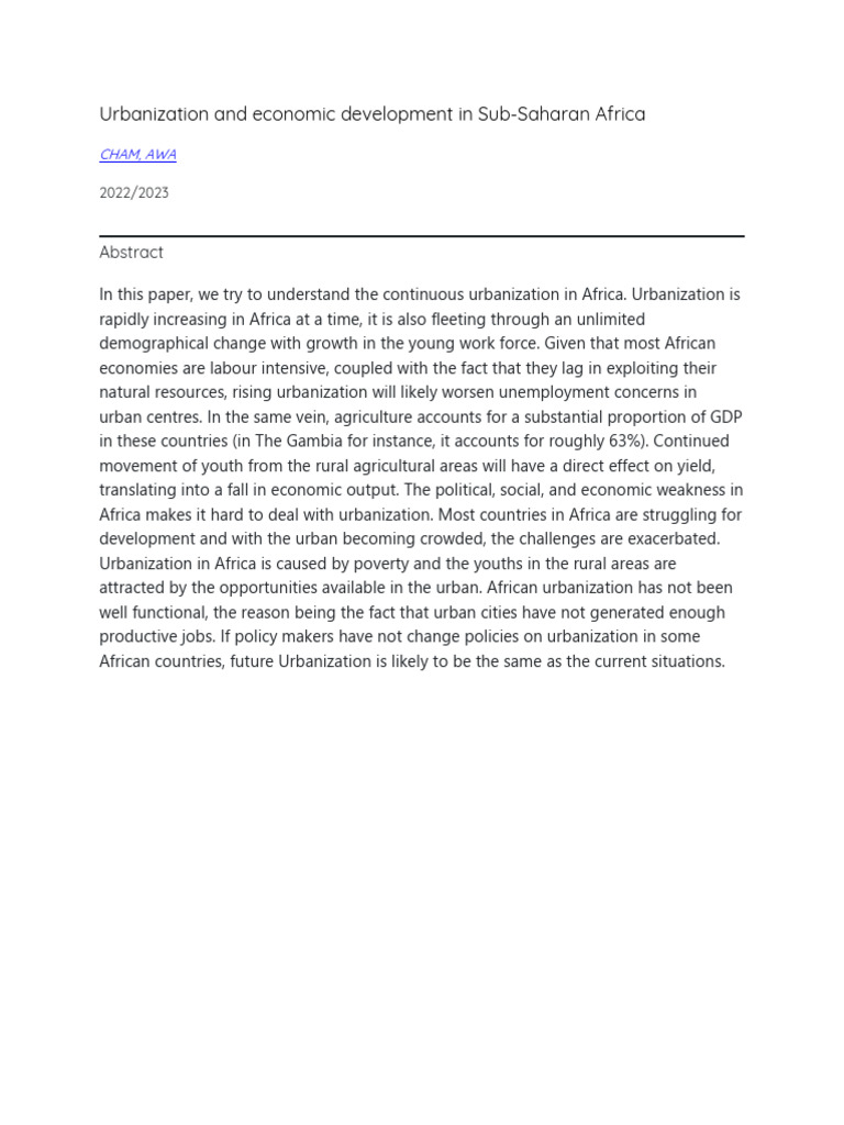 Africa Urbanization Paper | PDF | Social Science