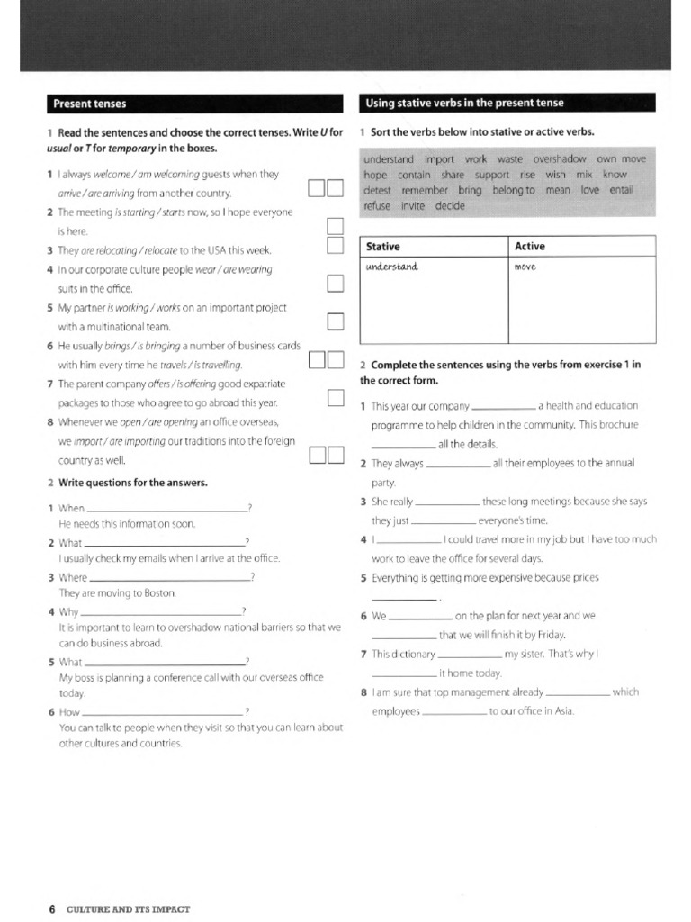 Grammar - Present Tenses | PDF | Grammar | Semantic Units