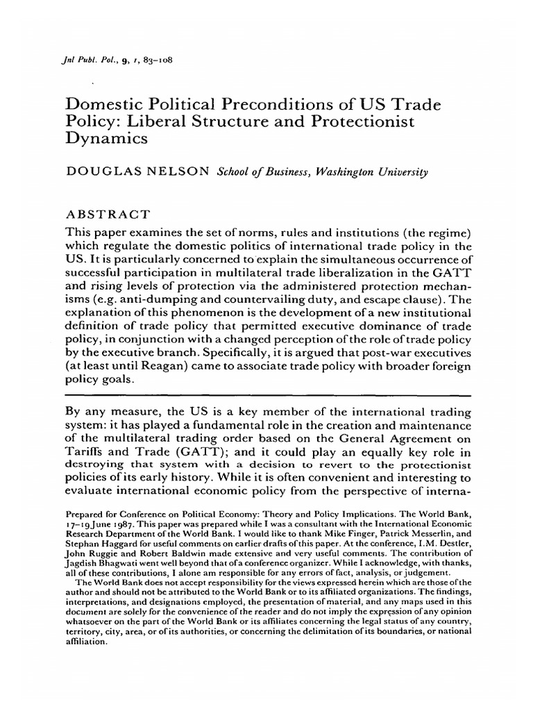 Domestic Political Preconditions of Us Trade Policy - Liberal Structure ...