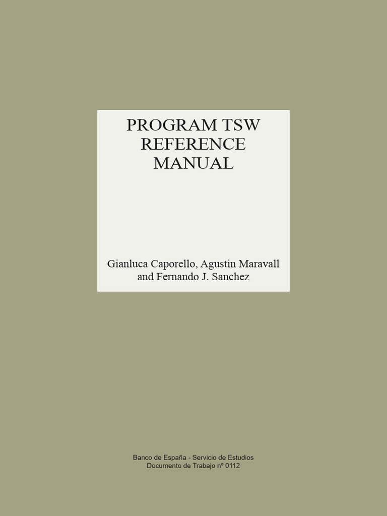 TSW Reference Manual | PDF | Time Series | Autoregressive Integrated ...