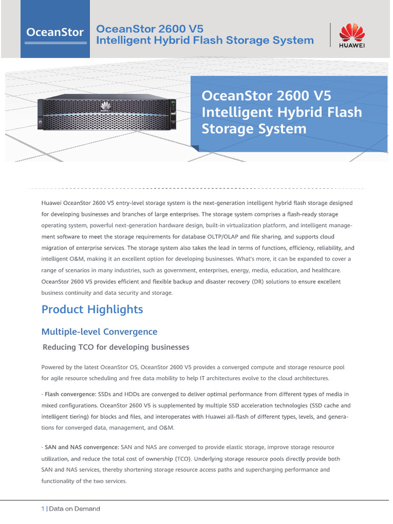 Huawei OceanStor 2600 V5 Intelligent Hybrid Flash Storage System Data ...