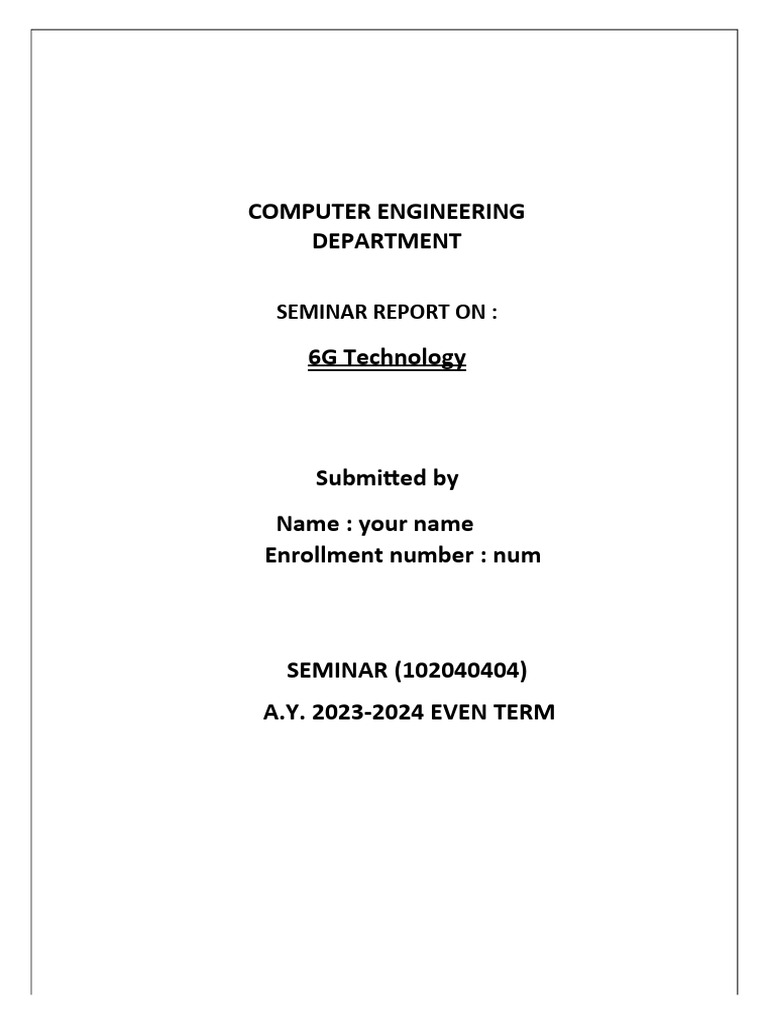 Seminar Report 6g Technology | PDF | 4 G | Computer Network