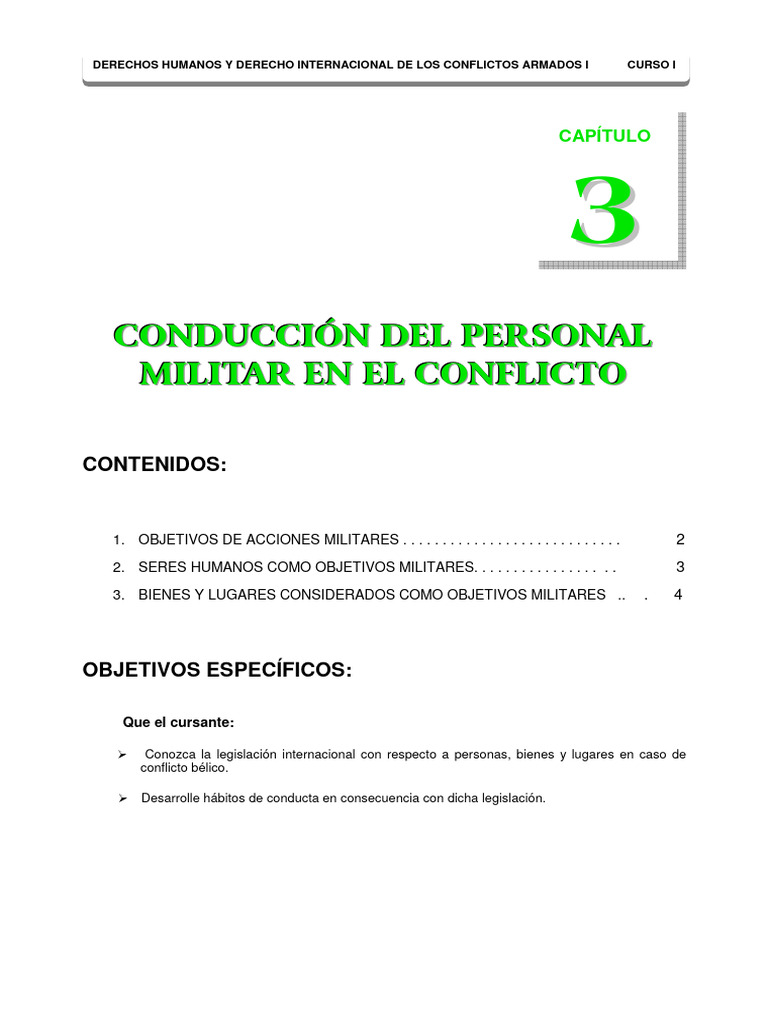 Capitulo 3 Conduccion Del Personal Militar | PDF | Ciencia militar | Ley humanitaria internacional