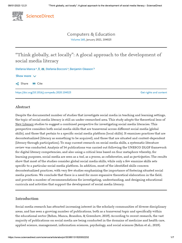 Glocal Approach to Social Media Literacy | PDF | Social Media | Popular ...