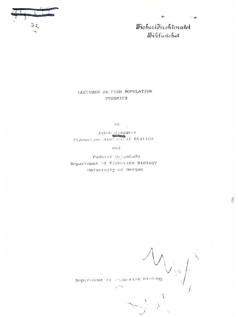 Fis 505a Fish Population Dynamics | PDF