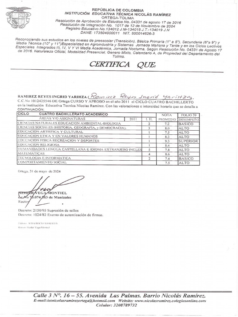 CERTIFICADO NOVENO | PDF