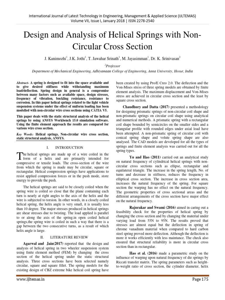 Design and Analysis of Helical Springs With Non-Circular Cross Section ...