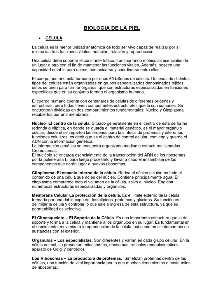 Biologia de La Piel | PDF | Colágeno | Piel