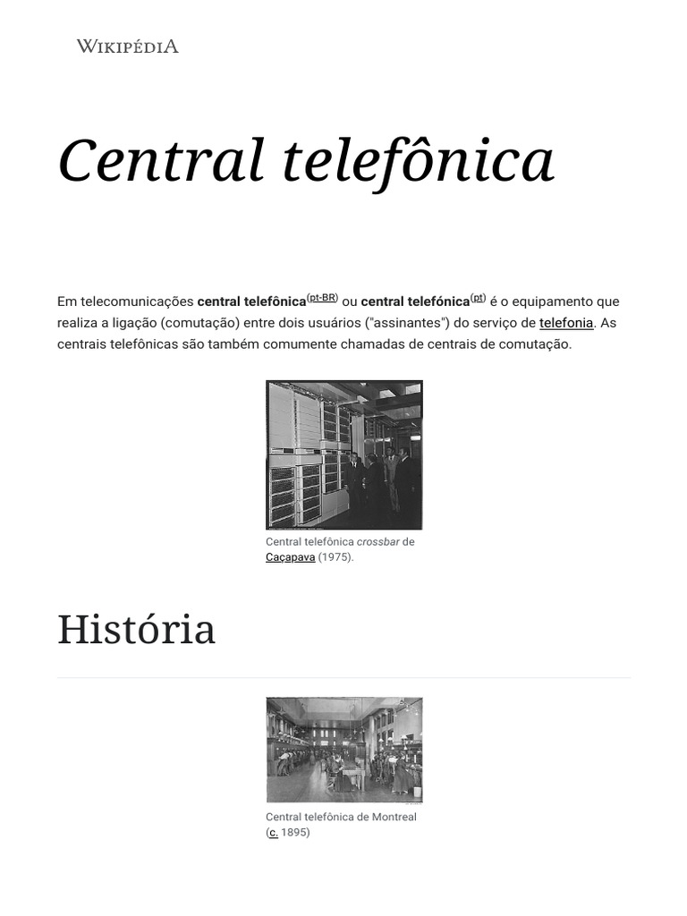Evolução das Centrais Telefônicas | PDF | Central telefônica ...