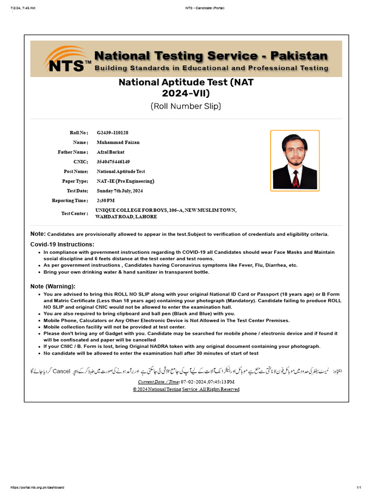 NTS - Candidate (Portal) | PDF