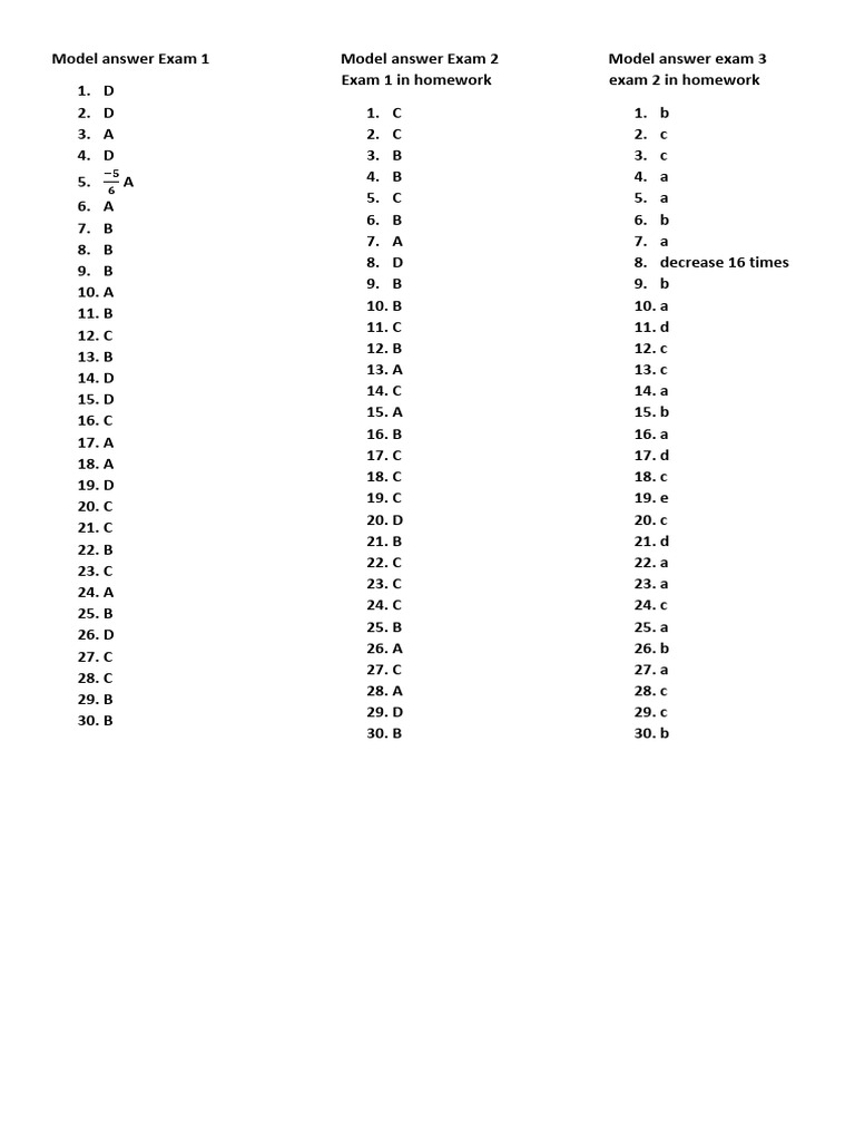 Model Answer Exam 1 | PDF