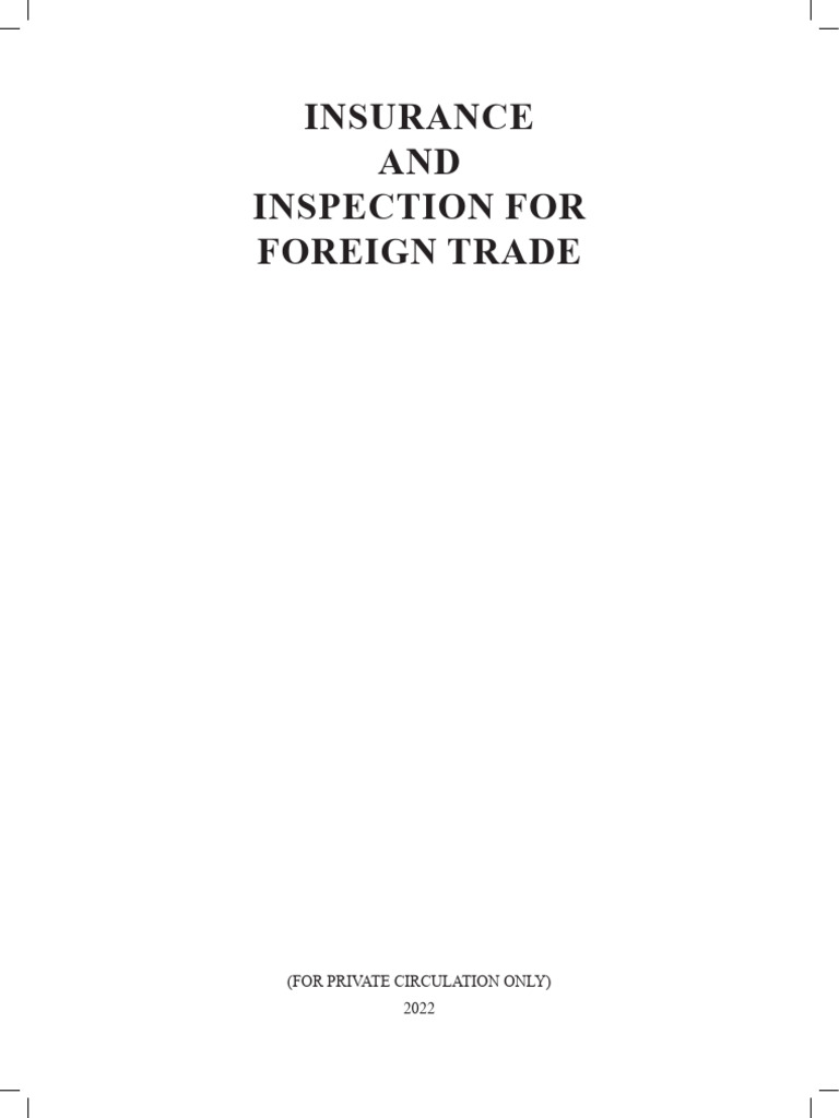 Insurance and Insp in Foreign Trade Book | PDF | Risk | Insurance