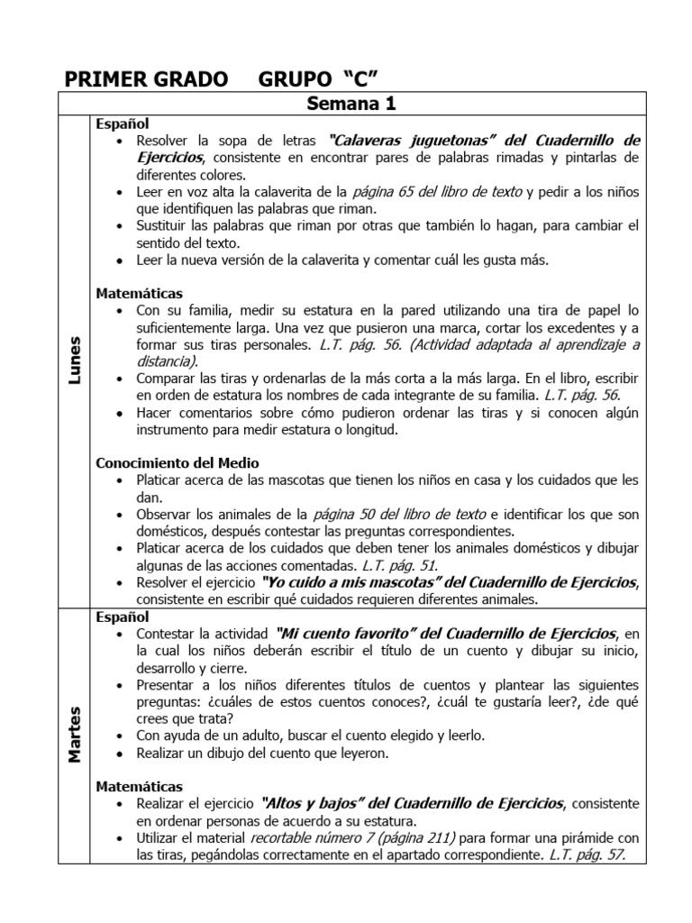 1er Grado - Aprender en Casa | PDF