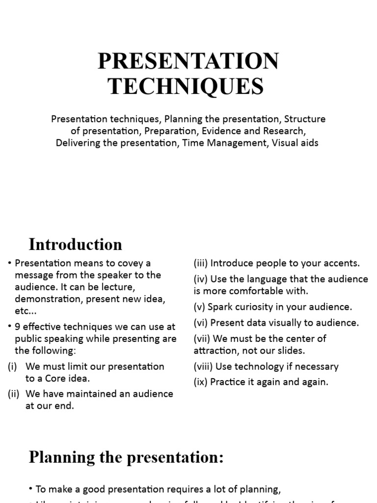 Presentation Techniques | PDF | Goal | Motivation
