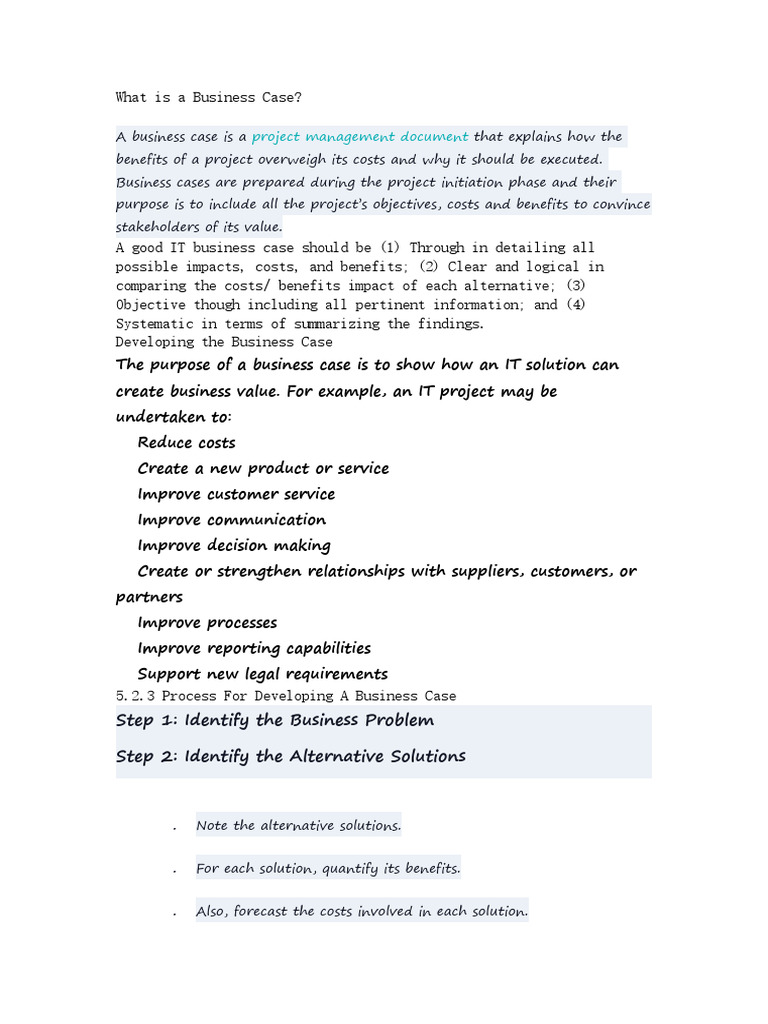 What Is A Business Case | PDF | Project Management | Computing