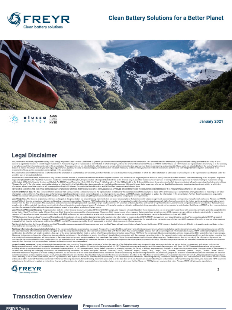 FREYR Investor Presentation 20210129 | PDF | Climate Change Mitigation