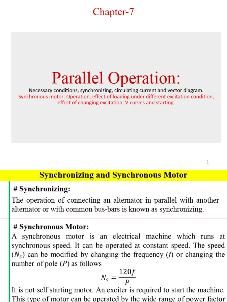 Parallel Operation | PDF | Electric Motor | Electronic Engineering