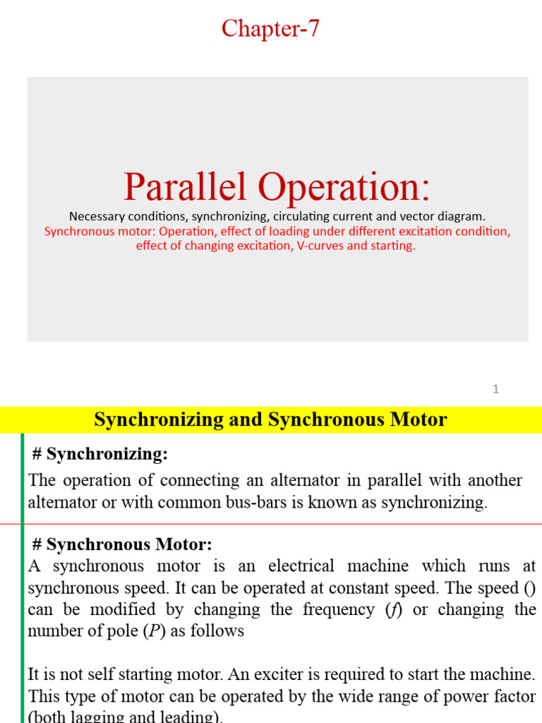 Parallel Operation | PDF | Electric Motor | Electromagnetism