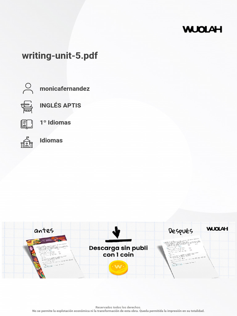 Wuolah Free Writing Unit 5 | PDF