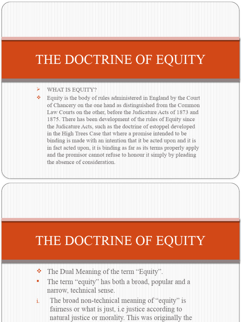 Doctrine of Equity | PDF | Equity (Law) | Legal Remedy