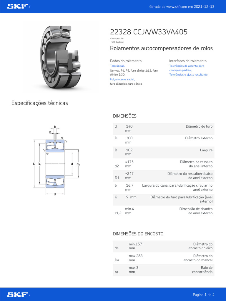 Rolamento Autocompensador SKF 22328 | PDF | Programas | Software de ...