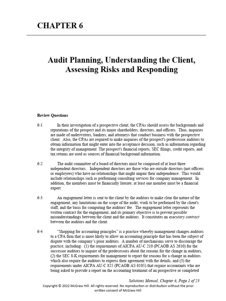 Whittington 22e Solutions Manual Ch06 | PDF | Audit | Internal Control