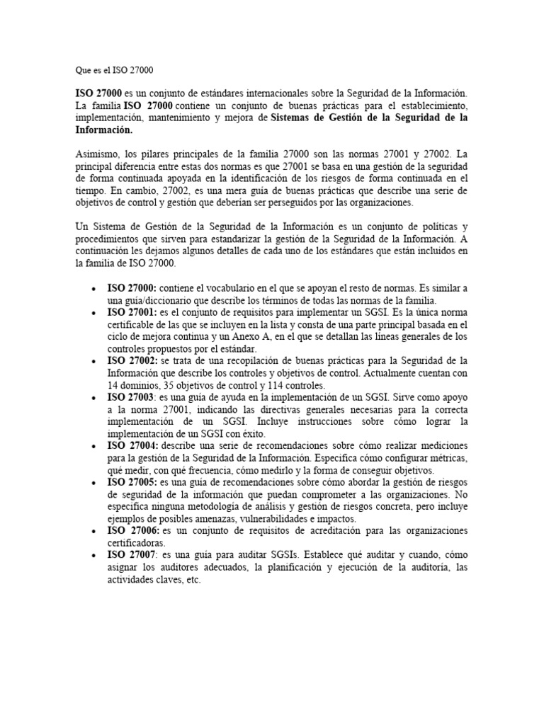 Que Es El ISO 27000 | PDF | Seguridad de información | La seguridad ...